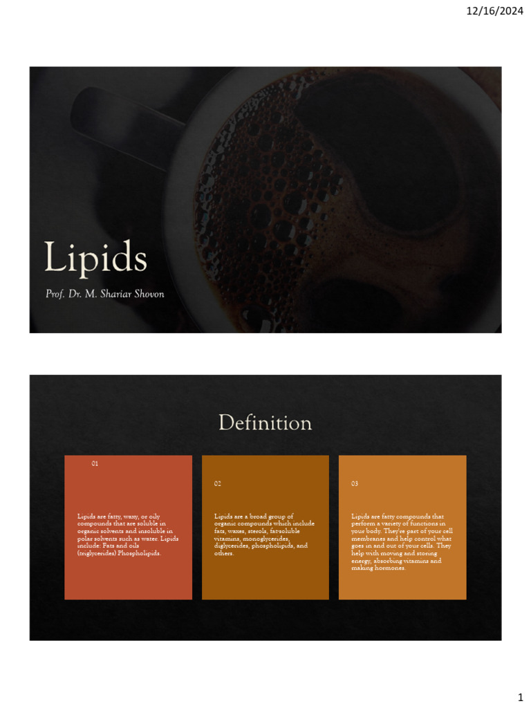 Understanding Lipids: Types and Functions | PDF