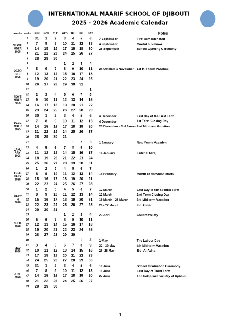 2025-2026 Academic Calendar Overview | PDF