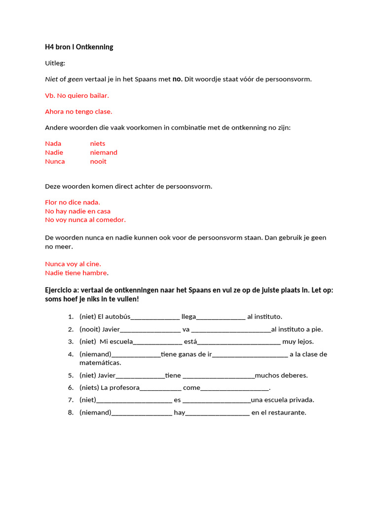 H4 Bron I Ontkenning Deel 2 | PDF