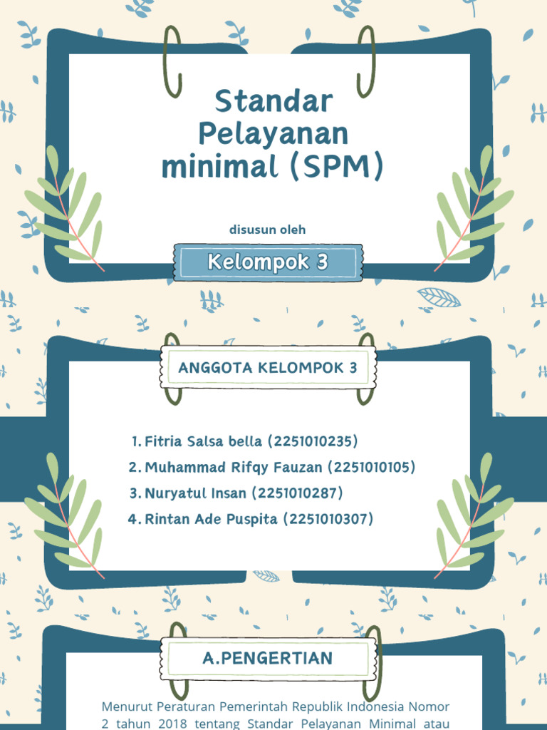 PPT Standar Pelayanan Minimal (SPM) | PDF