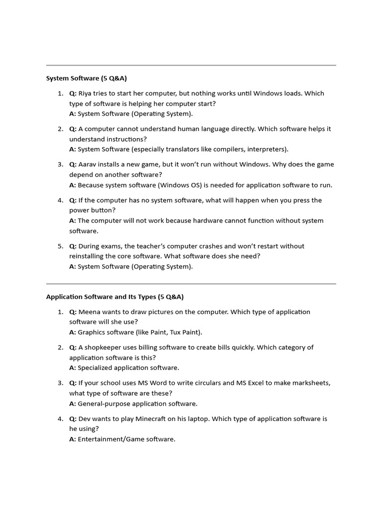 Software and Its Type Answers | PDF | Computer File | Operating System