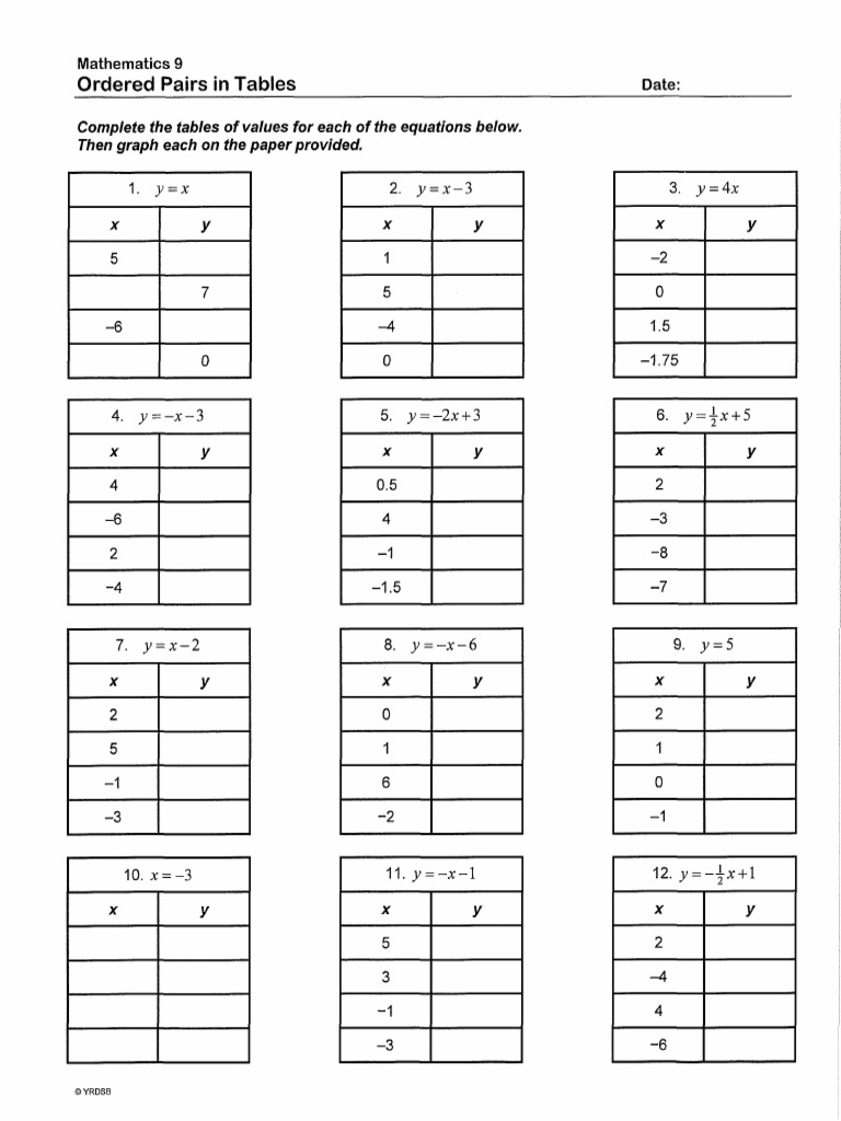 Filling Out Linear Tables | PDF