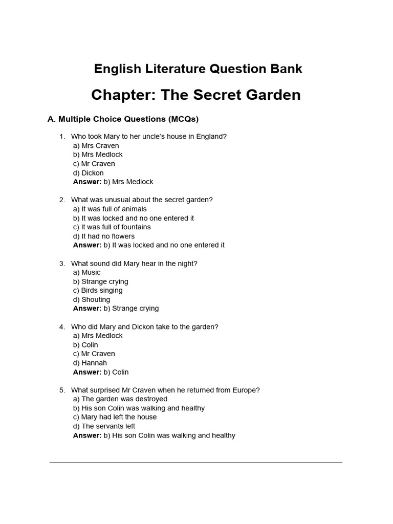 The Secret Garden QB | PDF | The Secret Garden