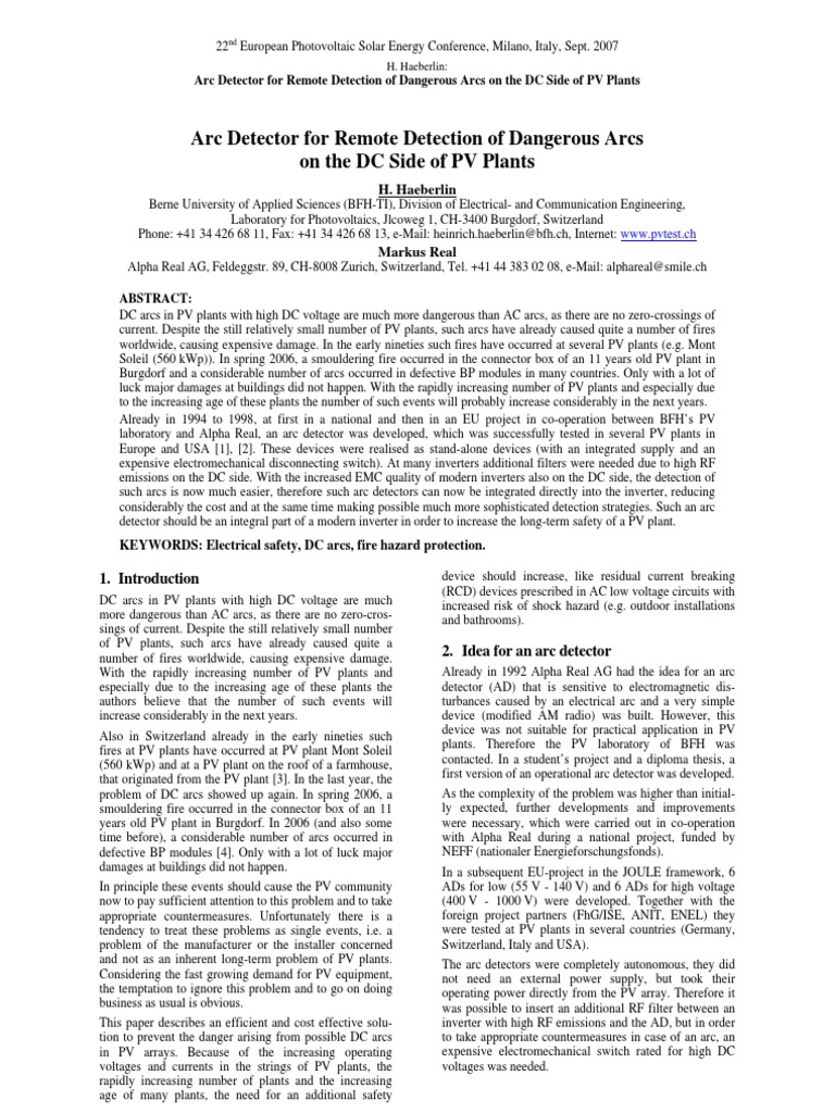 Arc Remote Detection | PDF | Photovoltaics | Power Inverter