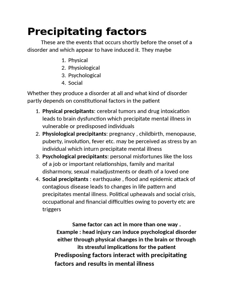 Understanding Precipitating Factors in Mental Health | PDF