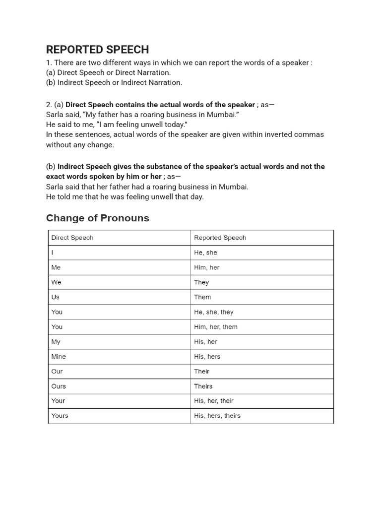 Understanding Reported Speech Rules | PDF