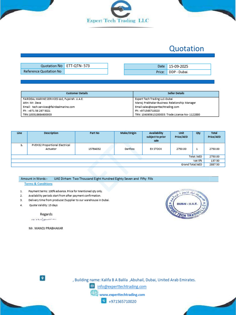 573- Fairdeal Marine Services Llc -Fujairah-danfoss Coil (4) | PDF | Foreign Exchange Market ...