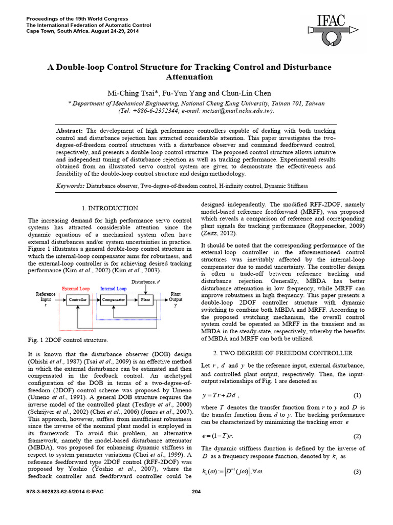 Double-Loop Control for Servo Systems | PDF | Control Theory | Applied ...