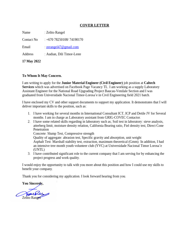 Caltech Cover Letter | PDF