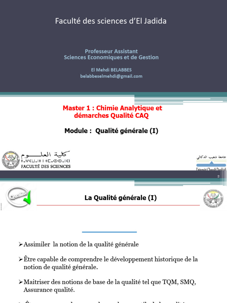 Introduction à la Qualité Générale I | PDF | Management de la qualité ...