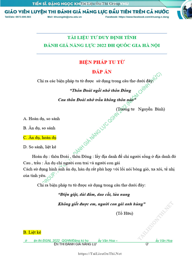 ÐA HSA - BT - Các biện pháp tu từ | PDF