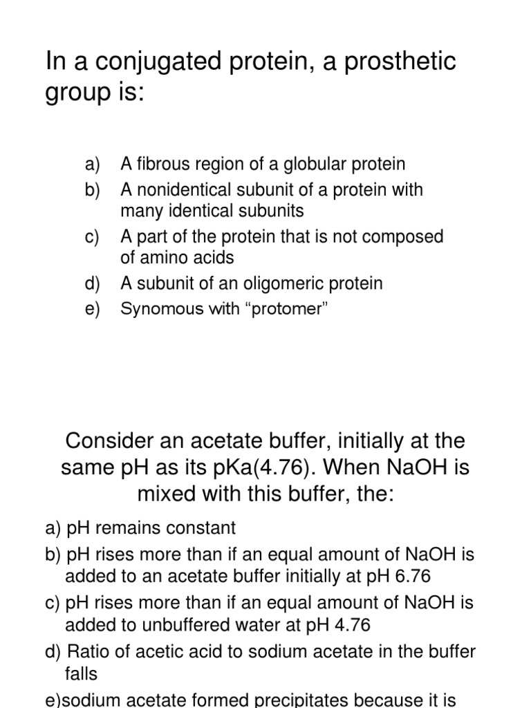 In A Conjugated Protein, A Prosthetic Group Is | PDF | Protein ...