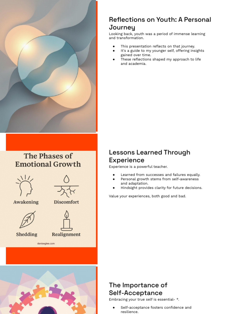 Insights from My Youth Journey | PDF | Mentorship | Psychological ...