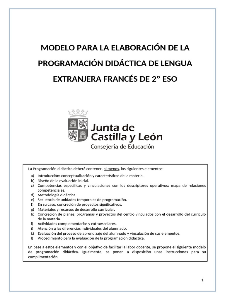 Modelo Pd Eso Lex-fr 2º | PDF | Evaluación | Plan de estudios