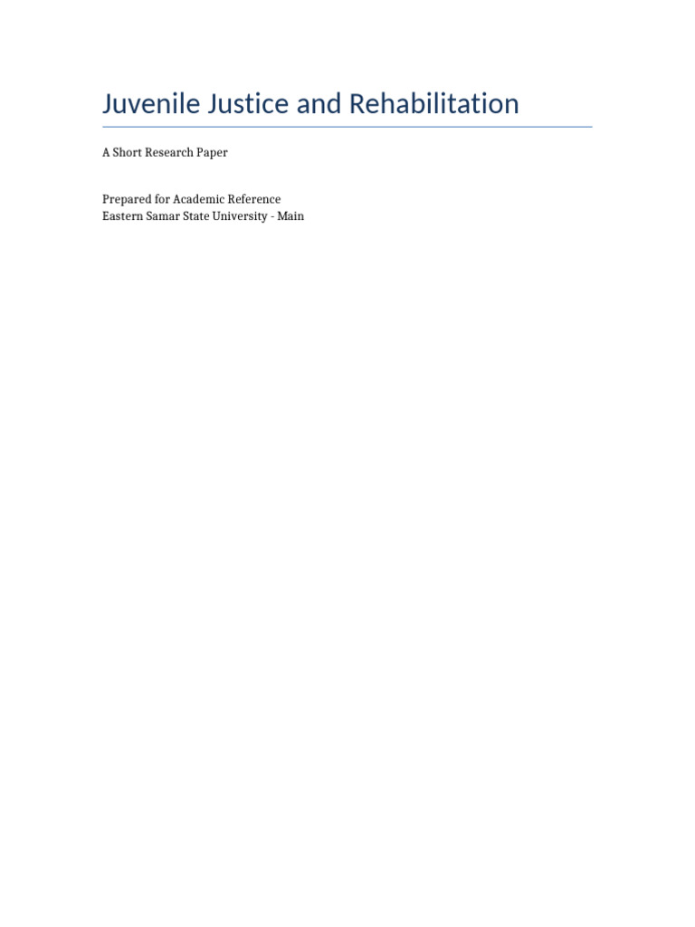 Juvenile Justice Short Paper | PDF
