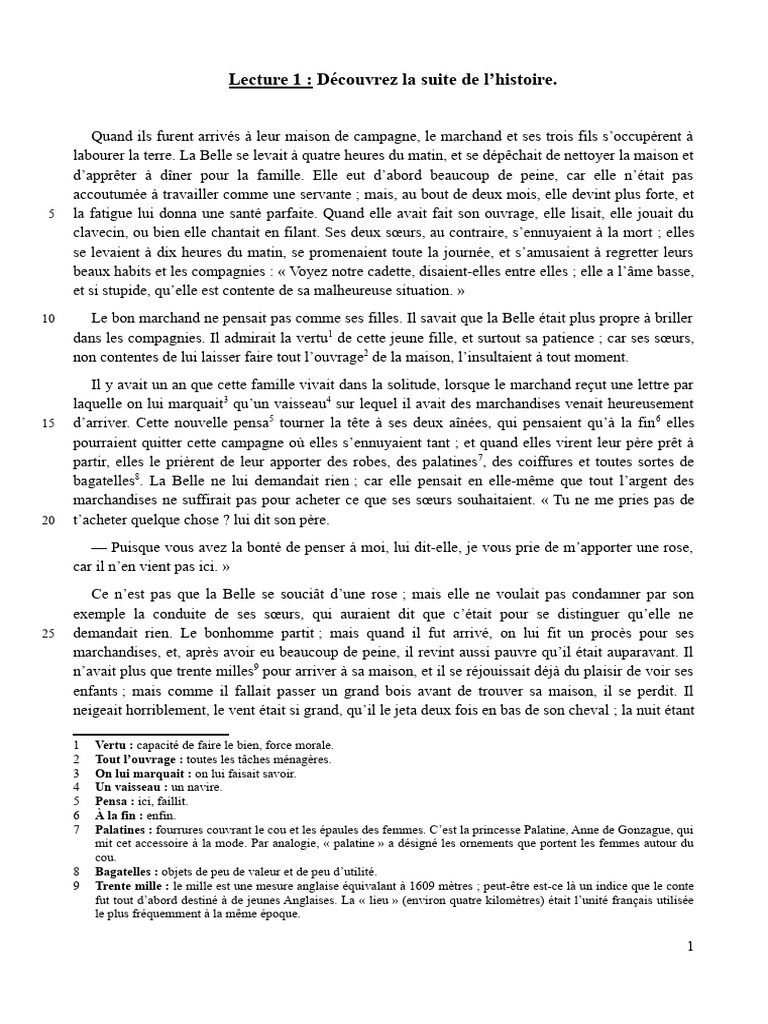 La Belle et la Bête : Chapitre 1 | PDF