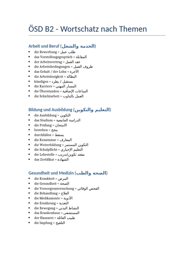 Wortschatz OESD B2 | PDF
