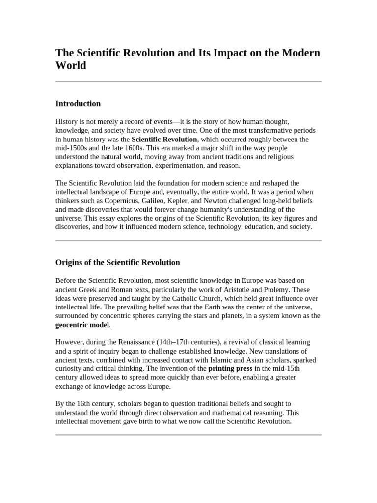 The Scientific Revolution and Its Impact On The Modern World | PDF ...