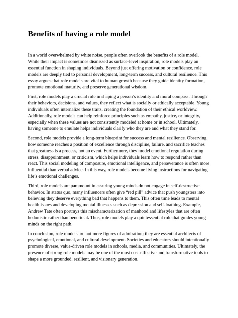 Benefits of Having A Role Model | PDF | Psychological Resilience | Mind