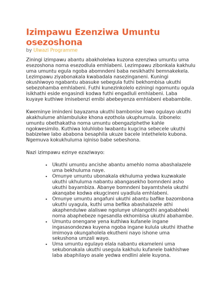 Izimpawu Ezenziwa Umuntu Osezoshona | PDF | Interpersonal Relationships ...