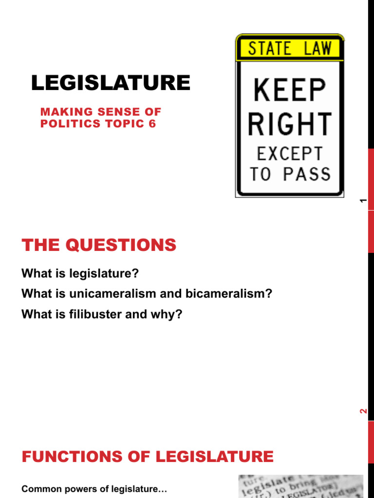 06 - Topic 6 Legislature - 2024-2025 | PDF | Legislature | Constitutional Law