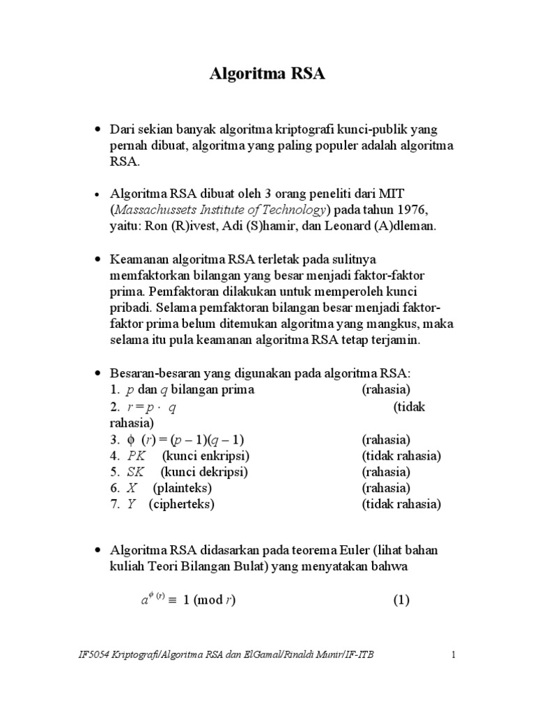 Algoritma RSA | PDF
