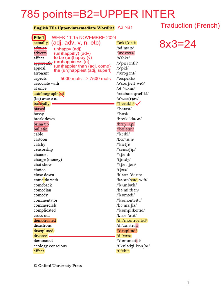 Upper-Intermediate English Vocabulary List | PDF