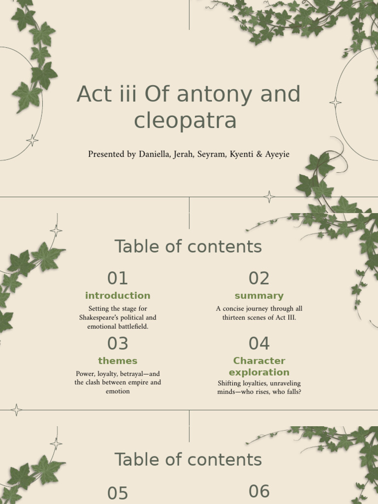 Act Three of Antony and Cleopatra | PDF | Mark Antony | Cleopatra
