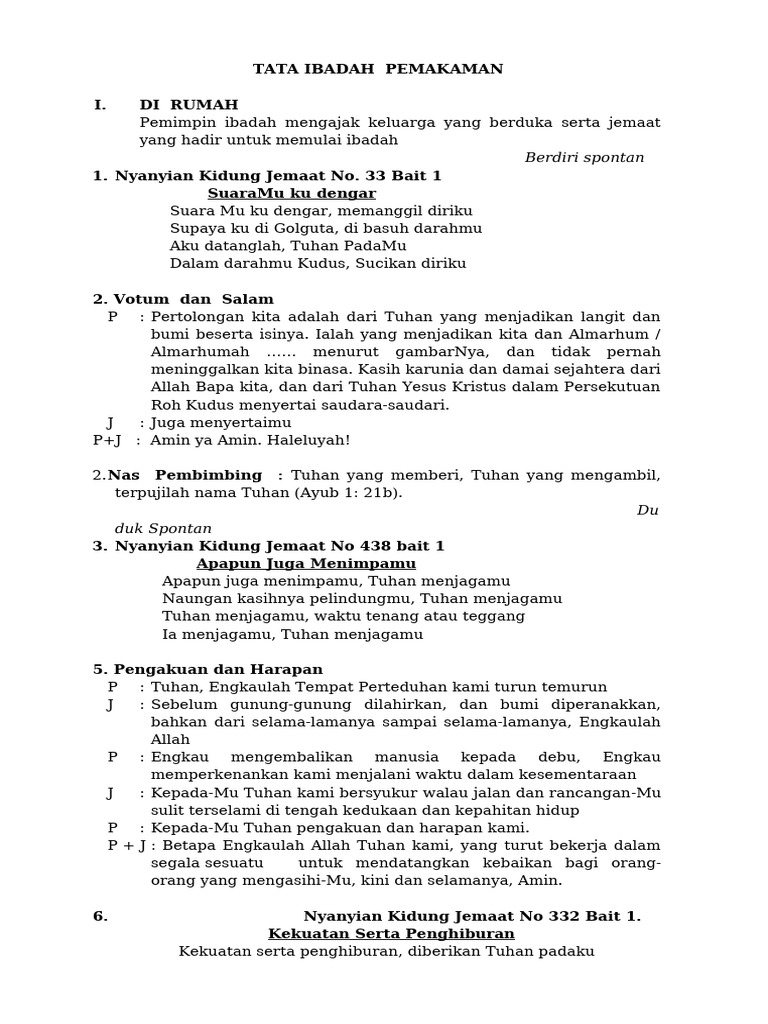 Tata Ibadah Pemakaman Draf | PDF