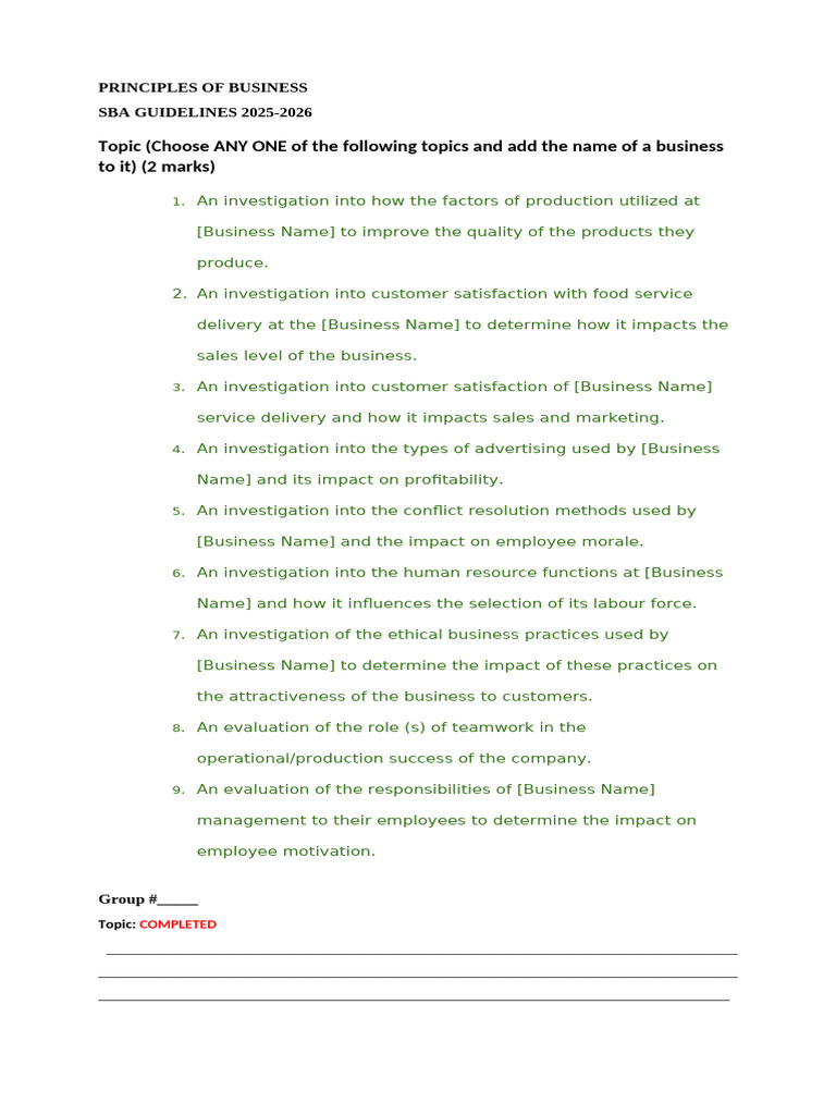 SBA Guidelines for Business Investigations 2025 | PDF | Questionnaire ...