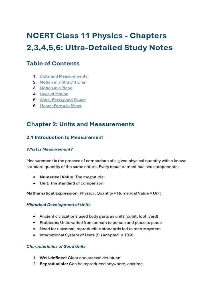 NCERT Class 11 Physics - Chapters 2 | PDF | Observational Error | Euclidean Vector