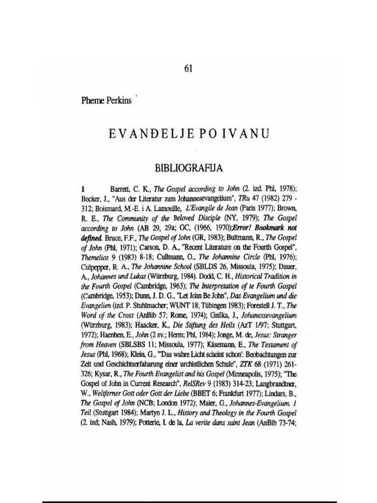 Perkins Pheme Evandjelje Po Ivanu | PDF