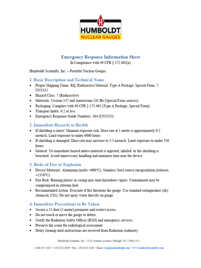 Emergency Response Form | PDF | Radiation Protection | Safety