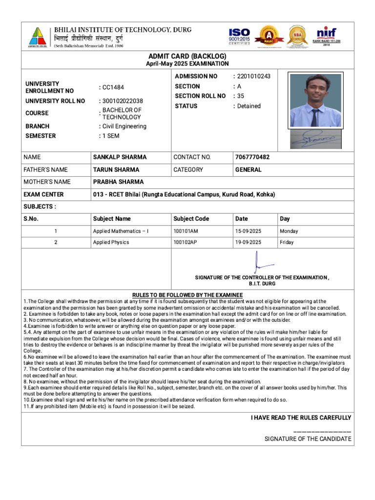 BIT DURG - Exam Form Payment | PDF | Justice | Crime & Violence