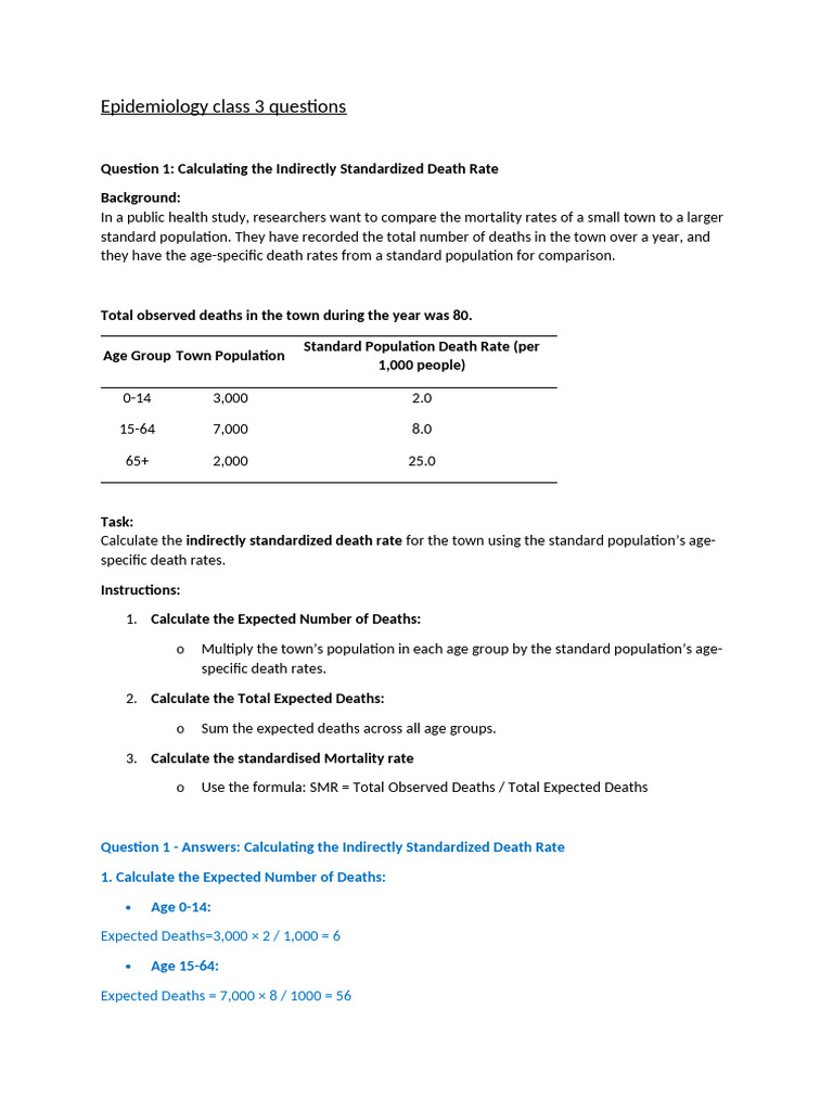 Epidemiology Questions: Mortality & RCT Analysis | PDF | Medical ...