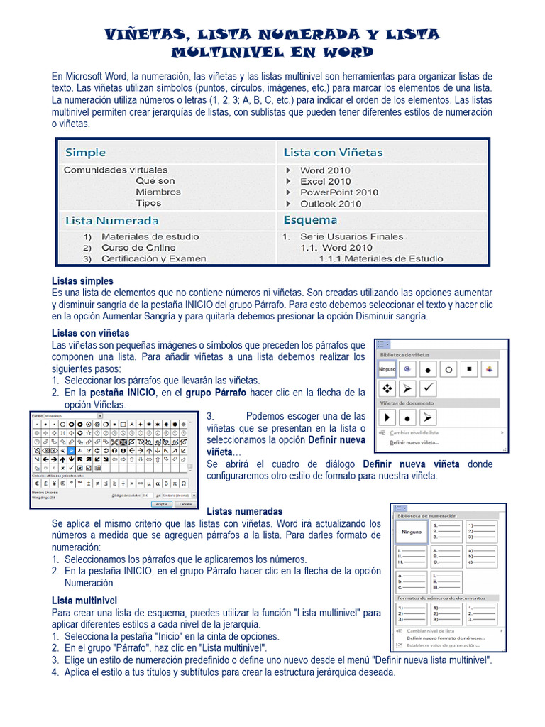 2FICHA Numeración, Viñeta y Multinivel Sesión 3 - 2unidad | PDF ...