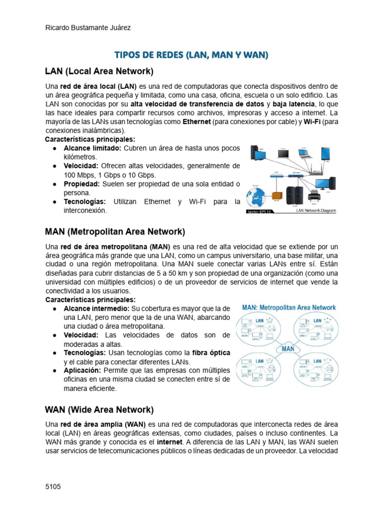 Tipos de Redes: LAN, MAN y WAN | PDF | Red de área amplia | Red de ...