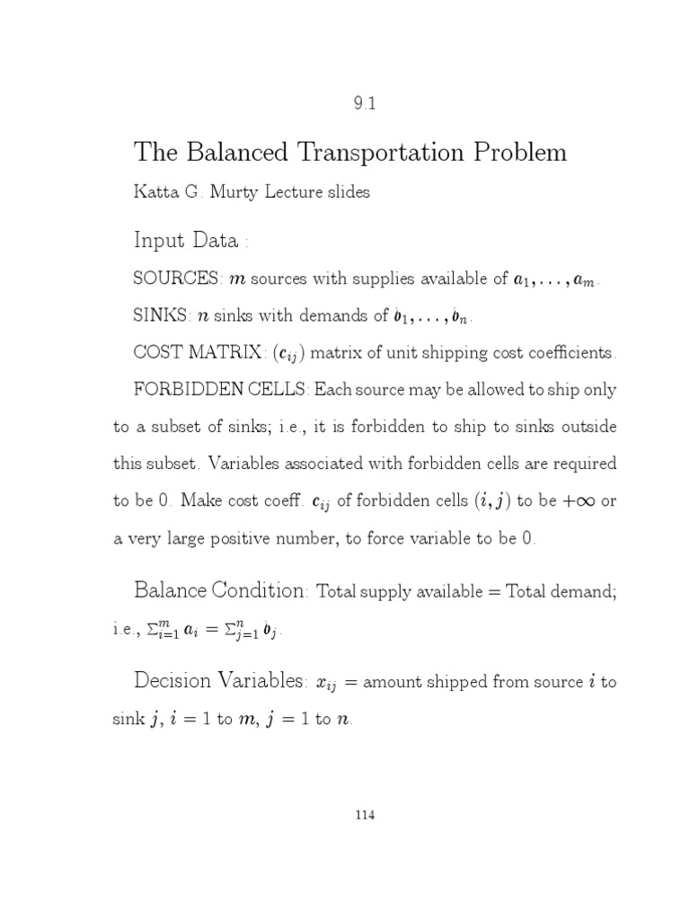 The Balanced Transportation Problem: Input Data | PDF | Mathematical ...