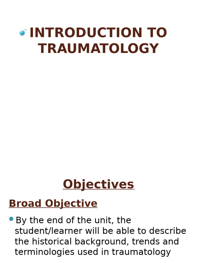 Introduction to Traumatology Basics | PDF | Bone | Traumatology
