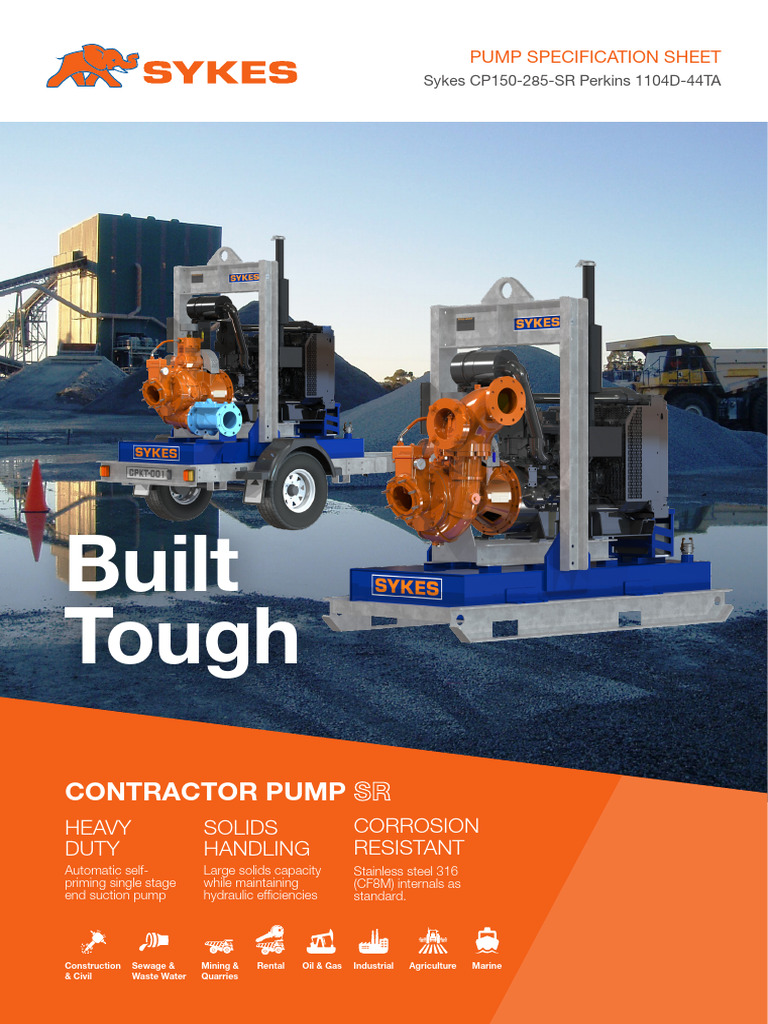 Sykes CP150i Pump Specification Sheet | PDF | Pump | Stainless Steel