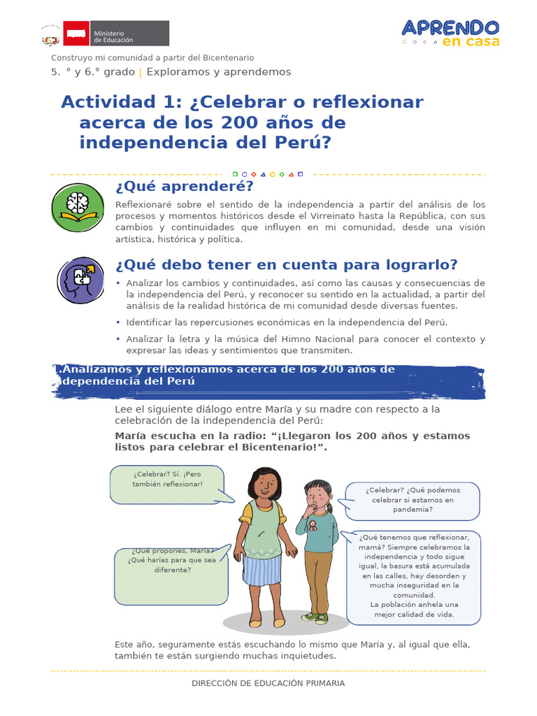 Exp5 Primaria 5y6 Exploramos Act1 | PDF | Perú | Himnos