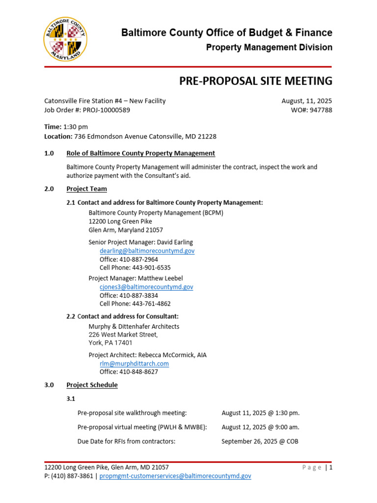 Catonsville Fire Station #4 Proposal Meeting | PDF