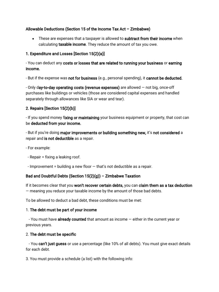 Allowable Deductions | PDF | Expense | Taxes