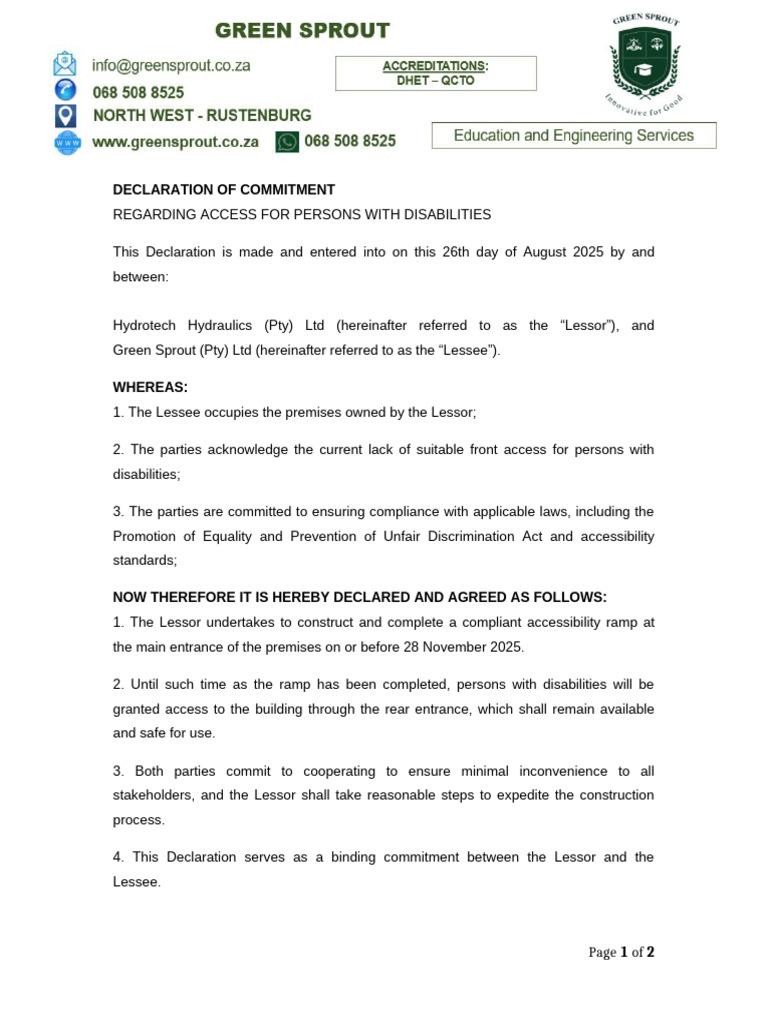 Declaration of Commitment Accessibility | PDF