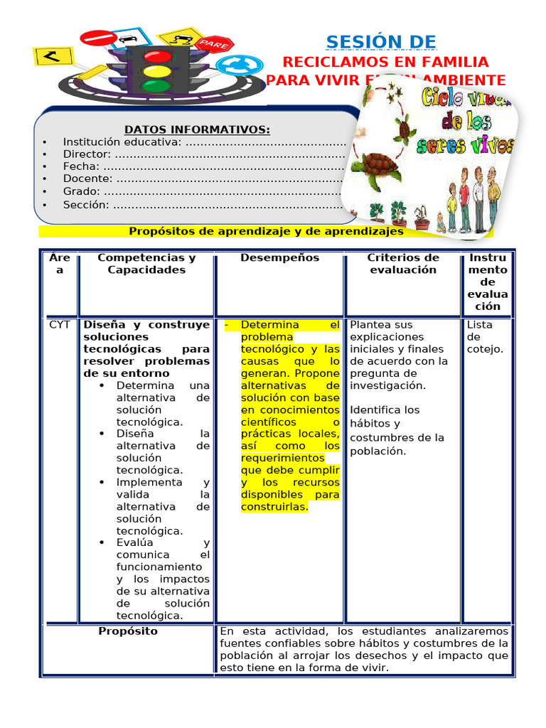 3° Sesión Día 4 Cyt Reciclamos en Familia para Vivir en Un Ambiente ...