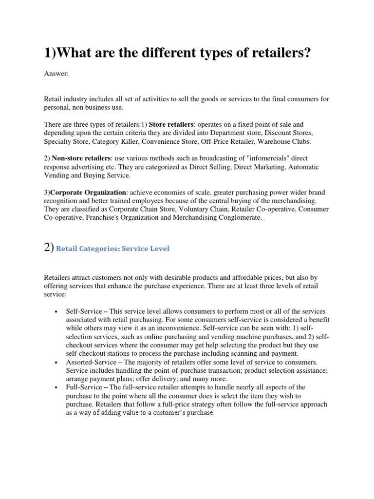 1) What Are The Different Types of Retailers?: Retail Categories ...