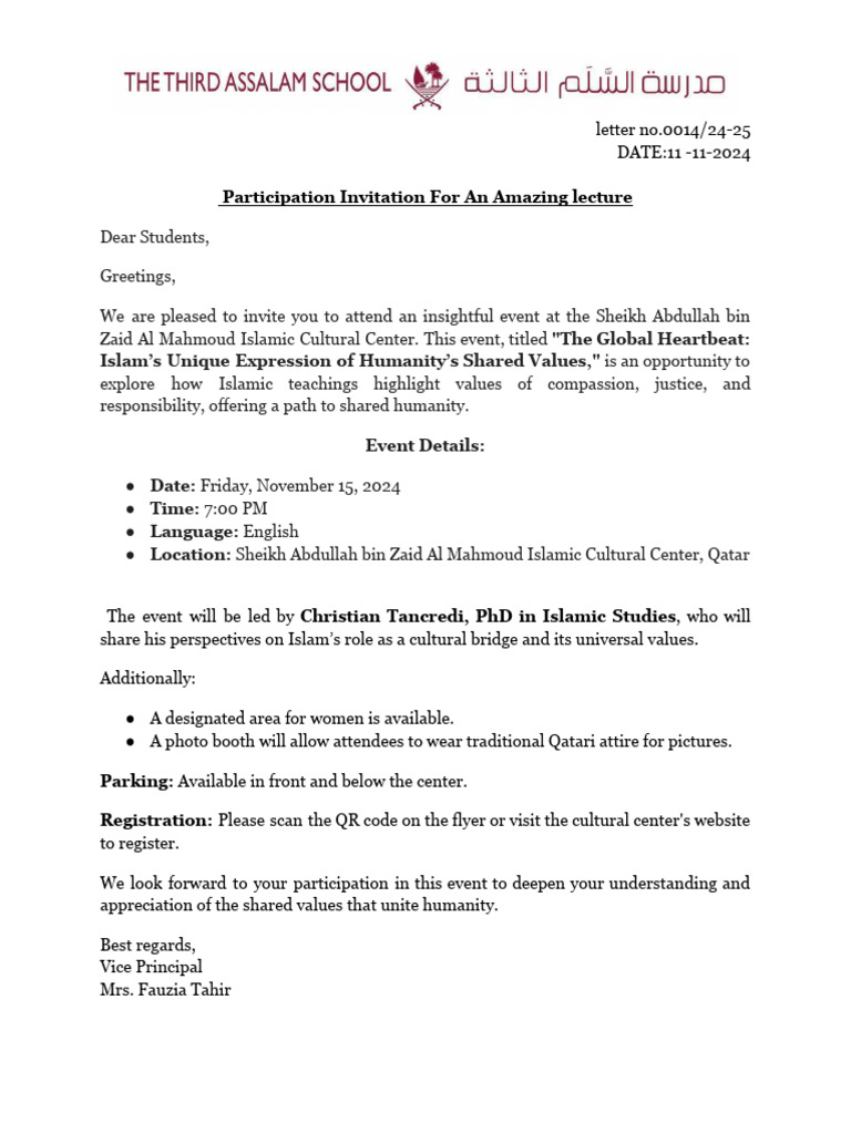#15. Participation Invitation For An Amazing Lecture | PDF
