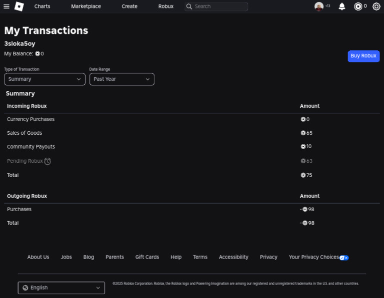 My Roblox Transaction Summary | PDF