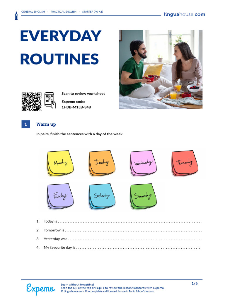 Everyday Routines for English Learners | PDF | Linguistics
