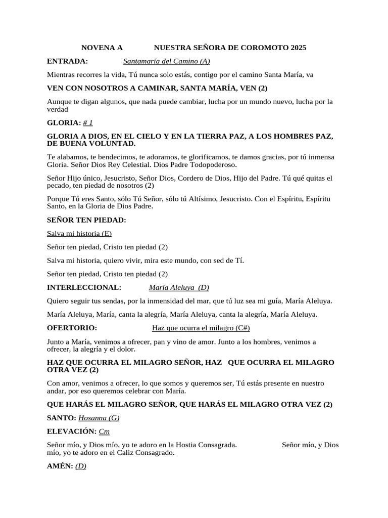 Novena a la Virgen de Coromoto 2025 | PDF | María, madre de Jesús ...
